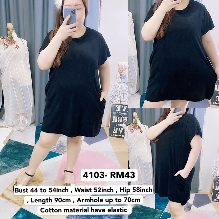 Ready Stock Plus size Dress* Bust 44 to 54inch / 112 - 137cm (4103 ...