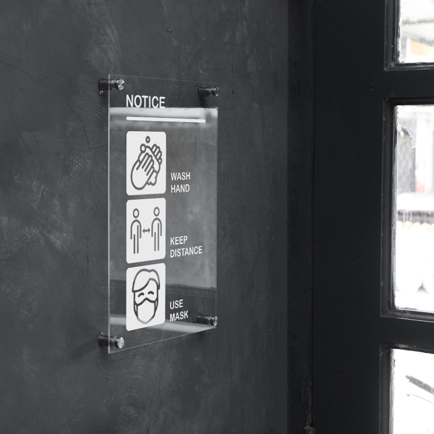 Health Protocol Logo Sign Board - Clear Acrylic 20x30 cm | Shopee Malaysia