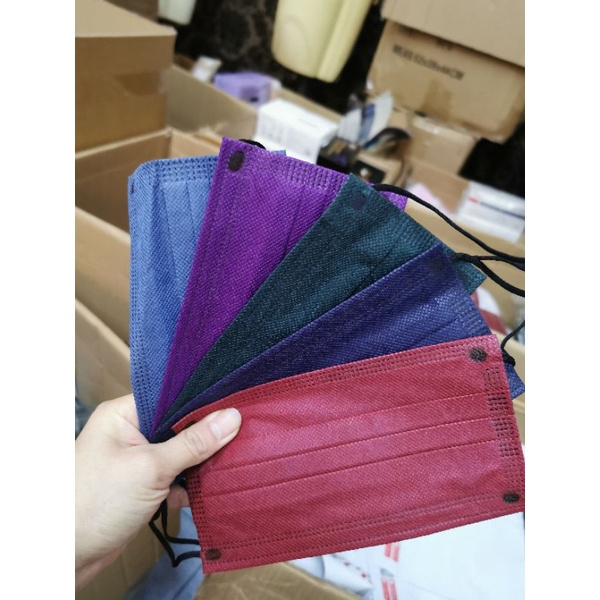 NEW mix EARLOOP ＆HEADLOOP denim 5 colour facemask for adult 3ply 50pcs ...