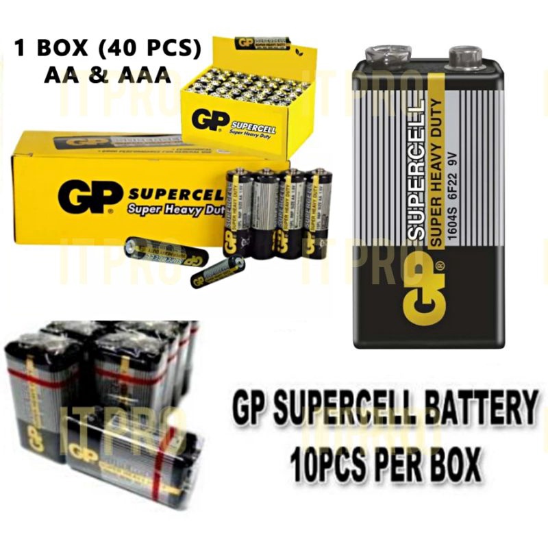 PRO 🏠 GP SUPERCELL Super Heavy Duty 9V / AA / AAA / C / D Battery ...