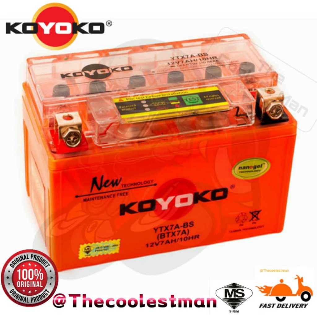 🔥💯%ORIGINAL ️ YTX7A-BS BTX7A Koyoko Nanogel Battery Honda ICON CB250 ...