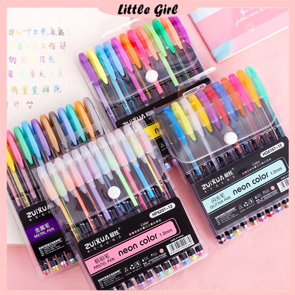 🌸48 Colours Pen│Glitter │Pastel │Metal │Highlighter │Neon│Drawing Notes ...