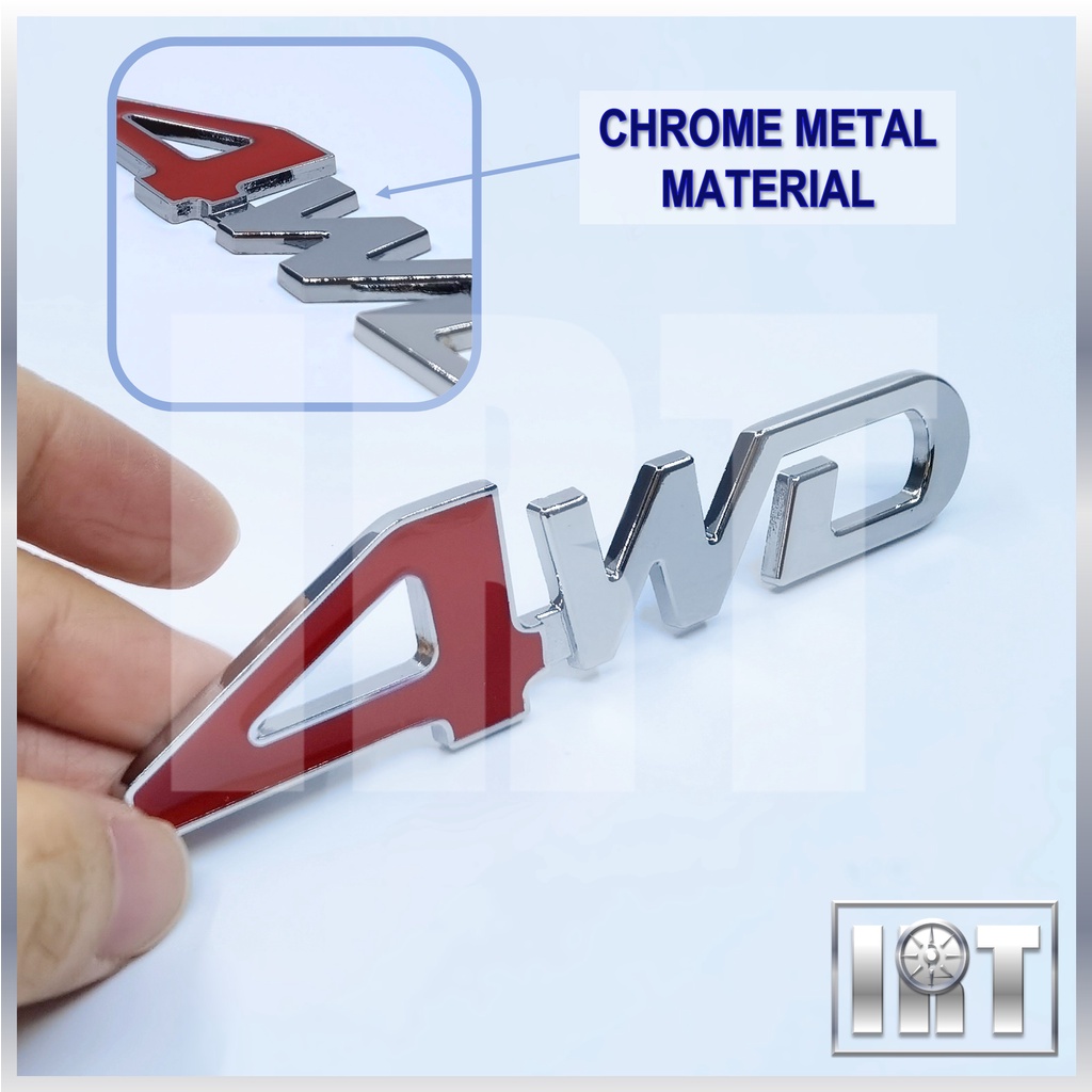 Metal Chrome 4WD Emblem Logo Toyota Car 3D Silver Chrome Plastic Badge ...