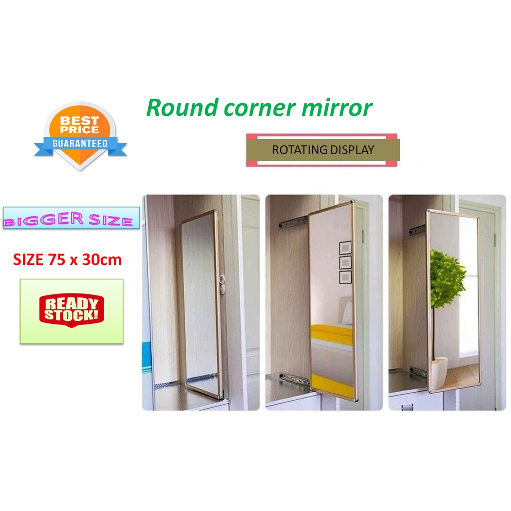 Round corner mirror with alu rail for wardrobe - solid n heavy duty ...