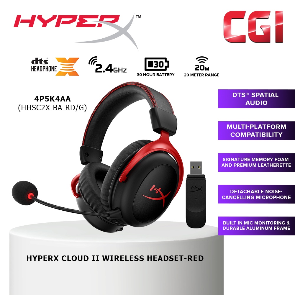 HyperX Cloud II Wireless Headset - Red HHSC2X-BA-RD/G 4P5K4AA | Shopee ...