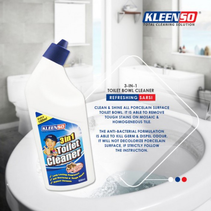 KLEENSO Toilet Bowl Cleaner 3 In 1 (600ml) | Pembersih Mangkuk Tandas ...