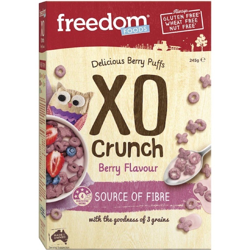 Freedom Foods Xo Crunch Berry Flavour/ Coco Puffs 245g (Kids Snacks ...