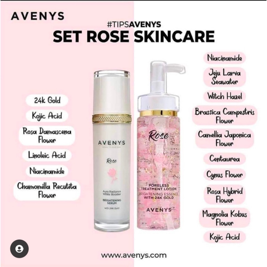 SET ROSE SKINCARE AVENYS/ SET JERAGAT , KULIT KUSAM , MENCERAH | Shopee ...