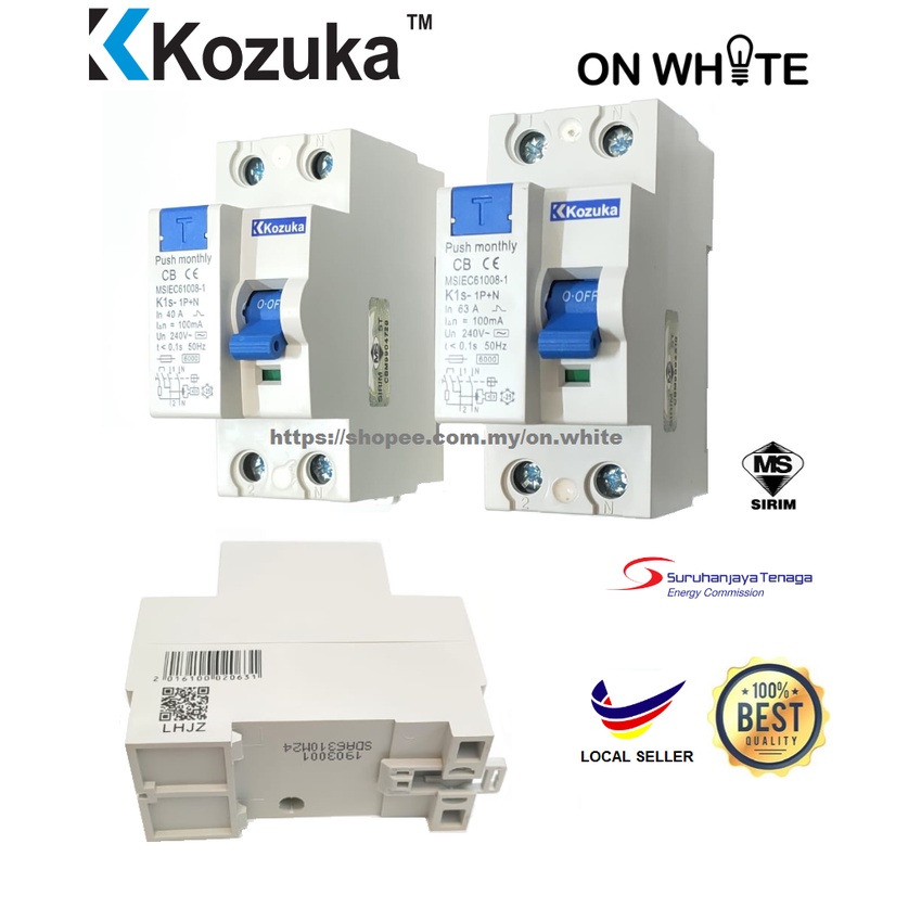 Kozuka ELCB / RCCB 40A 63A 2POLE Residual Current Circuit Breaker 2P ...