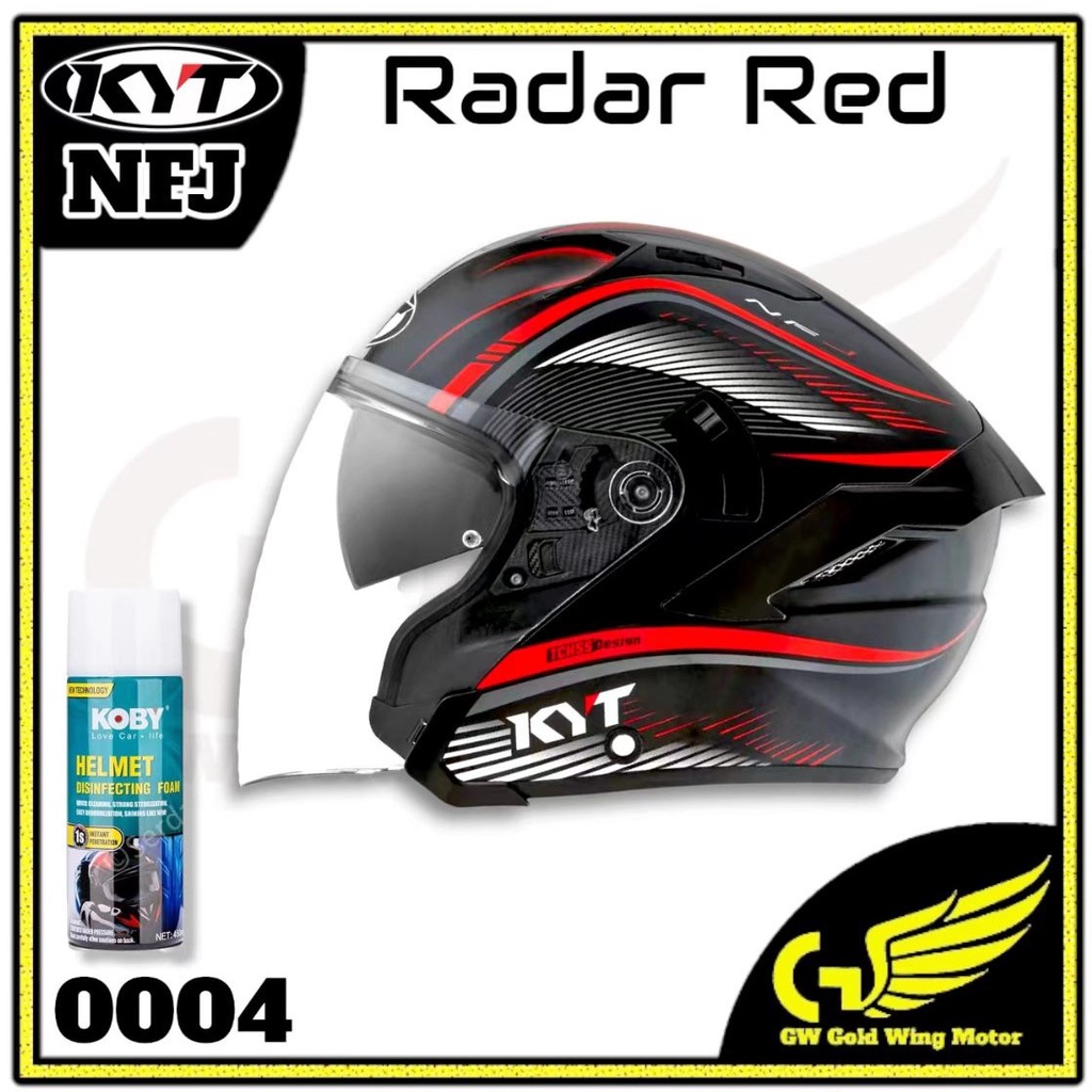 100% KYT NFJ HELMET RADAR RED DOUBLE VISOR HELMET MOTOSIKAL ~ 0004 ...