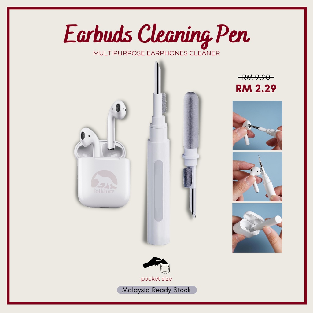 Earphones Cleaning Pen 3-in-1 Multifunctional Earbuds Smart Cleaner ...