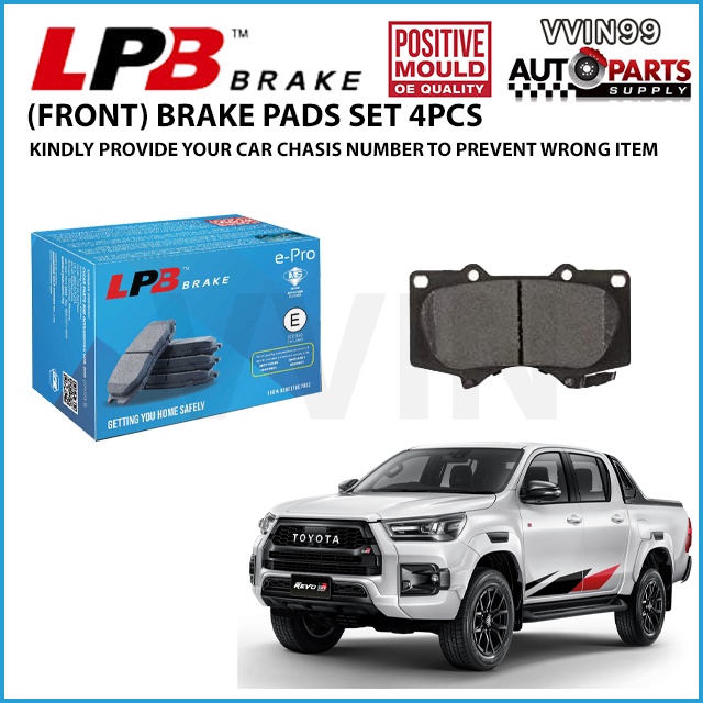 Toyota Hilux Revo 2.4/2.8 Front Brake Pad LPB Premium Semi Metallic ...