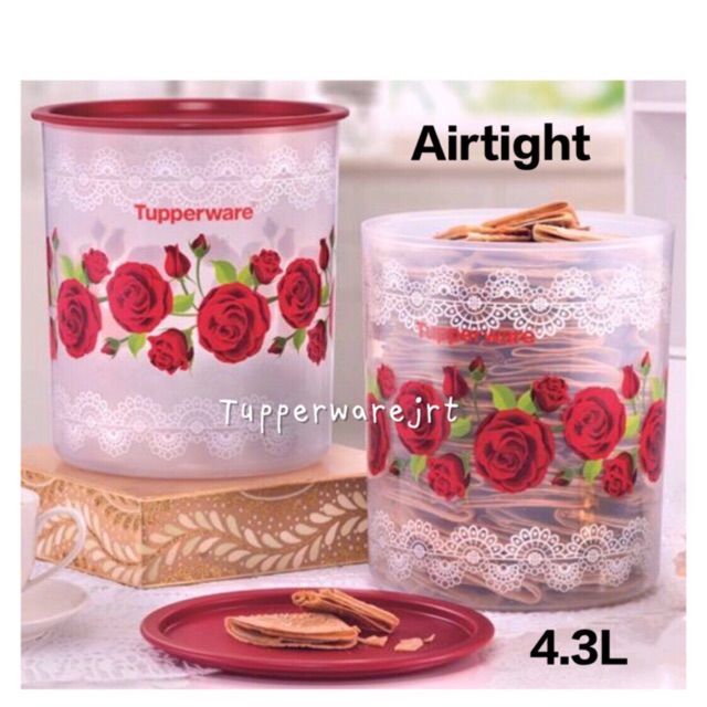 Tupperware Royal Red Rose One Touch Canister Large 4.3L x 1pc | Shopee Malaysia