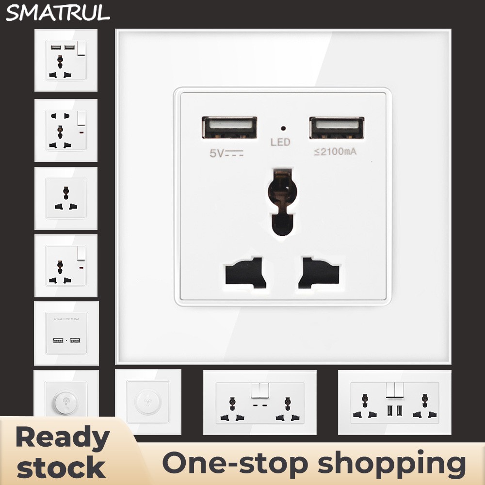 SMATRUL 13A UK Power Socket Wall Electrical Plug Socket Light Switch ...