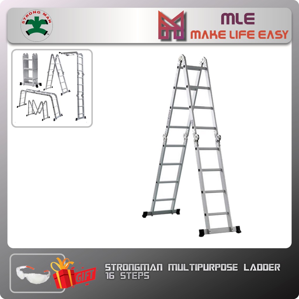 STRONGMAN Heavy Duty Multi Purpose Ladder 16 steps - Tangga Lipat 16 ...