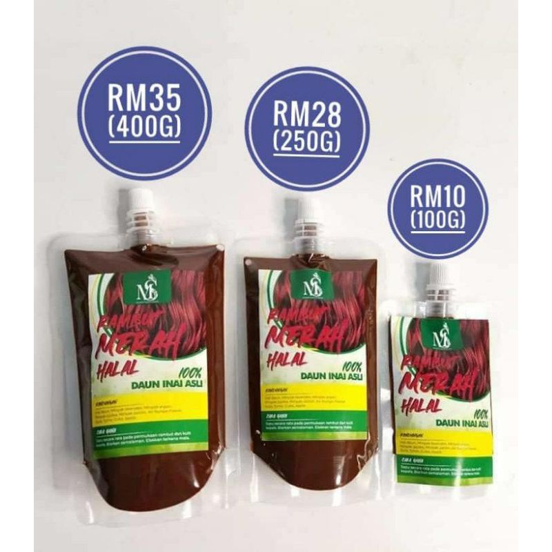 INAI RAMBUT HALAL 250G | INAI KUKU | WARNA MERAH CANTIK | Shopee Malaysia