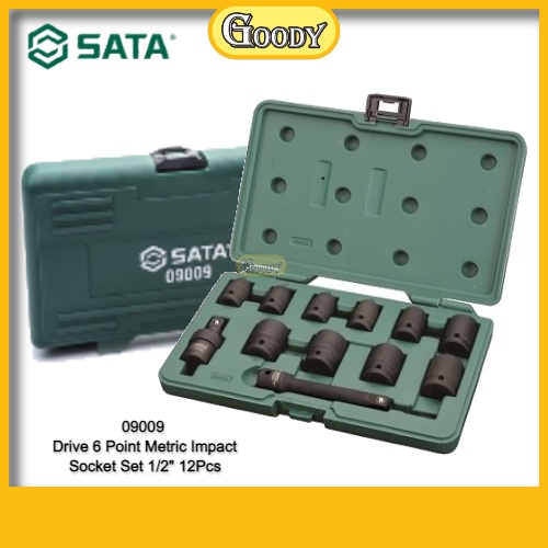 SATA 09009 Drive 6 Point Metric Impact Socket Set 1/2" 12Pcs | Shopee ...