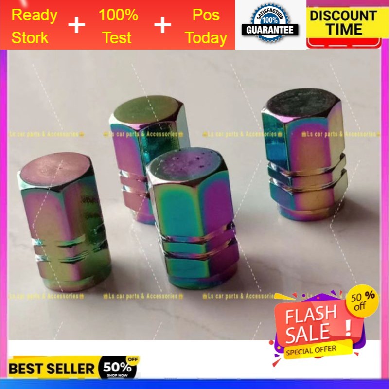 Titanium Nut Wheel Sport Rim Cap Rainbow Colour Air Tayar Valve Tire ...