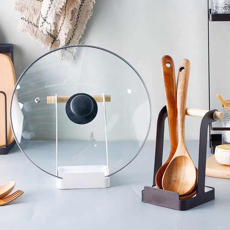 Carbon Steel Pan Pot Lid Rack and Spoon Rest Rack Organizer Storage ...