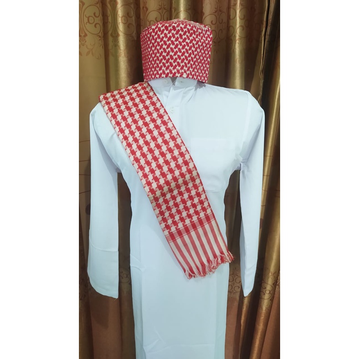 Turban Free!! Semagh Saudi Arabian Motif Woven Peci + Peci / Hajj ...