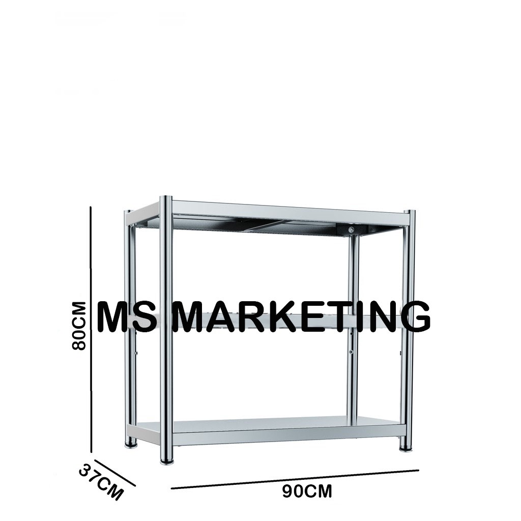 MS 304 Stainless Steel Kitchen Storage Rack Shelf Rak Dapur Rak ...