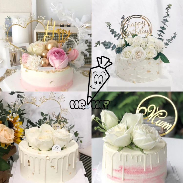MIY Rose Carnation Sunflower Artificial Flower Cake Decoration Cake ...