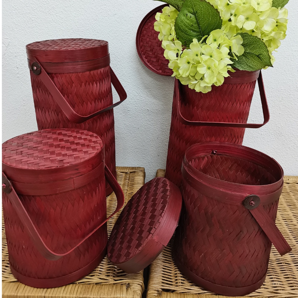 [Cheerfulbee] Handmade Bamboo Art Single-layer Basket Rantang Kotak ...