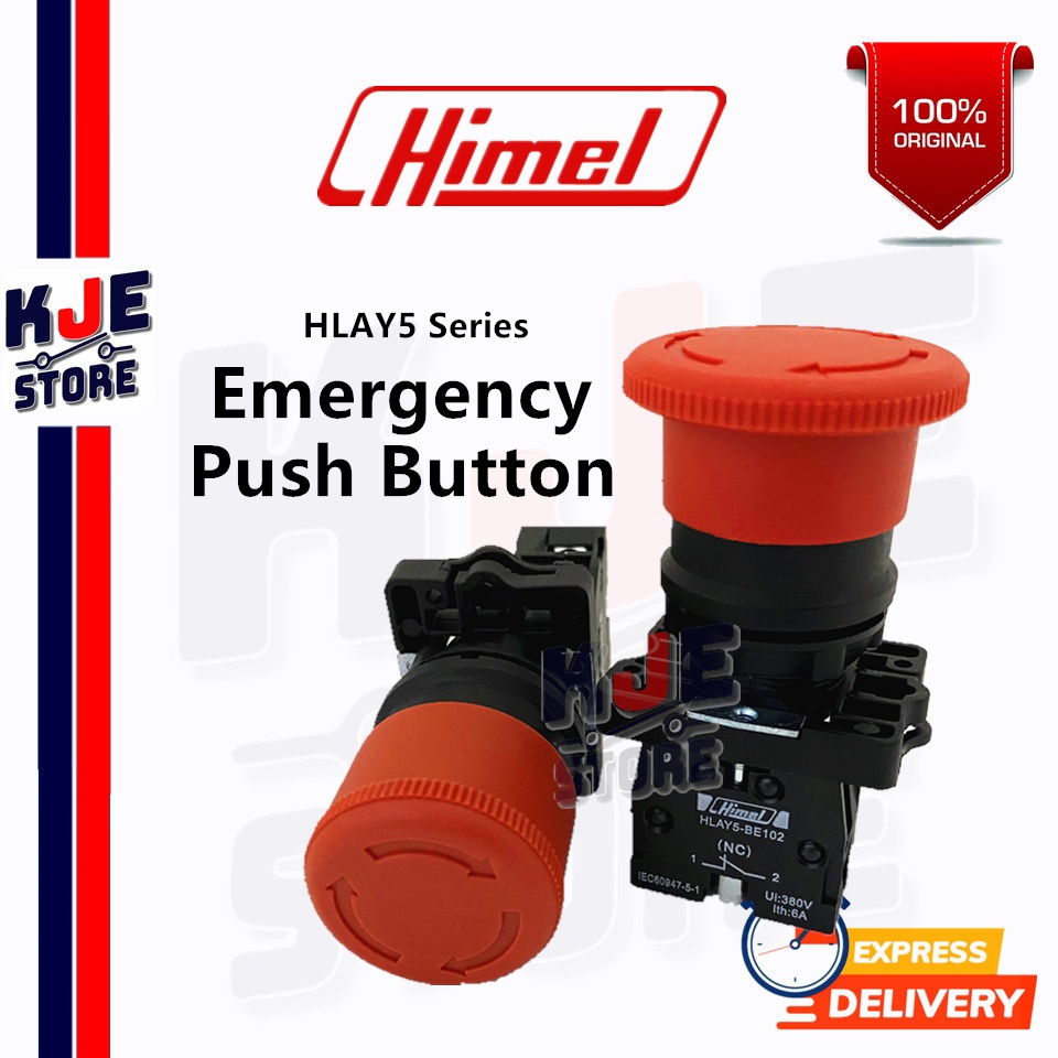 HIMEL Emergency Stop Pushbutton mushroom Ø 30 mm 40mm , 1 NC , RED ...
