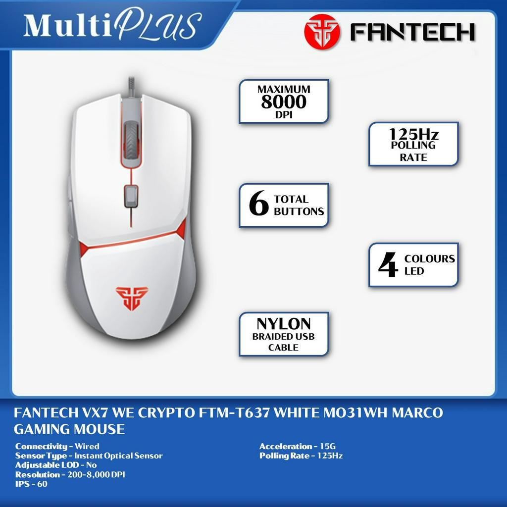 FANTECH VX7 WE CRYPTO FTM-T637 WHITE MO31WH MARCO GAMING MOUSE | Shopee ...