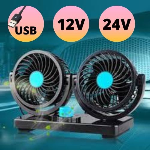 [USB/12V/24V] Electric Car Fan - 2 Speed Fans 12 Volt Cigarette Lighter ...
