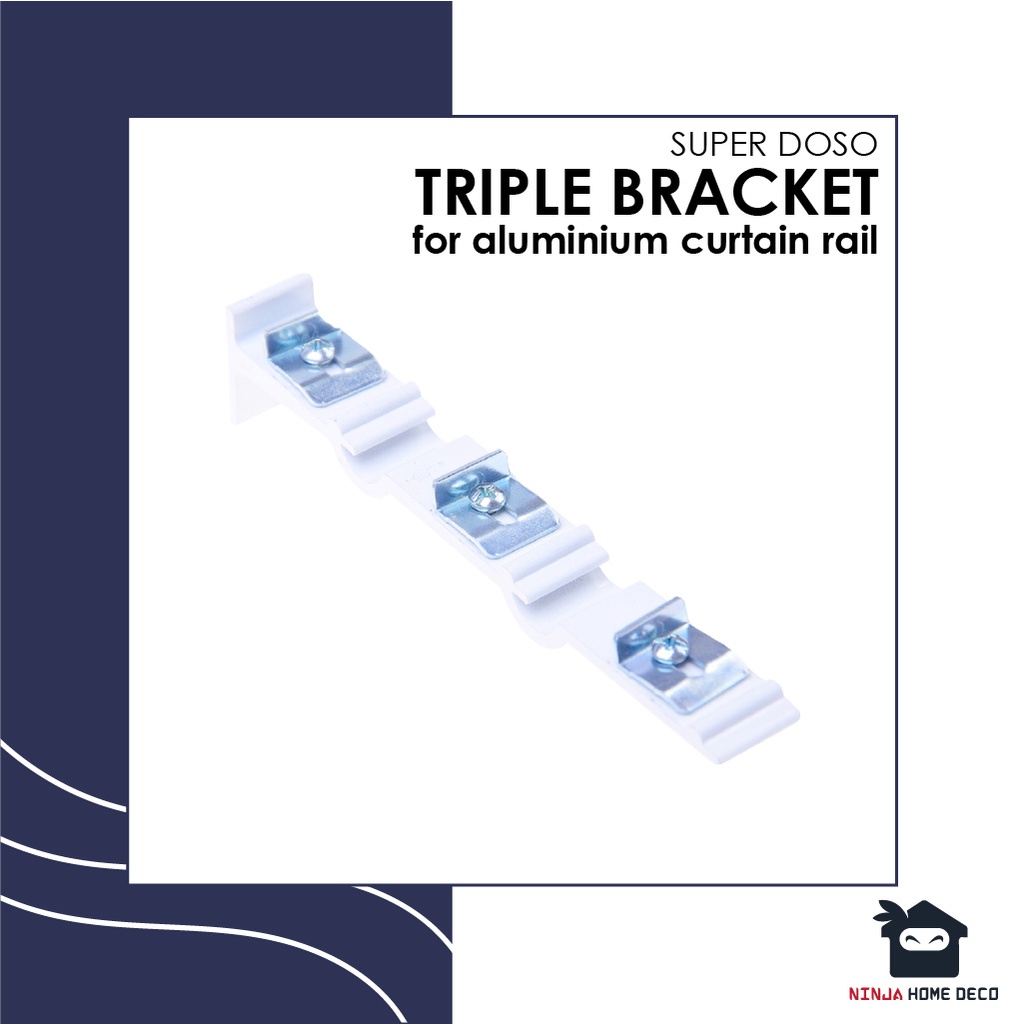 Kaki Triple Rel Langsir Aluminium (Triple Bracket For Aluminium Curtain Rail) | Shopee Malaysia
