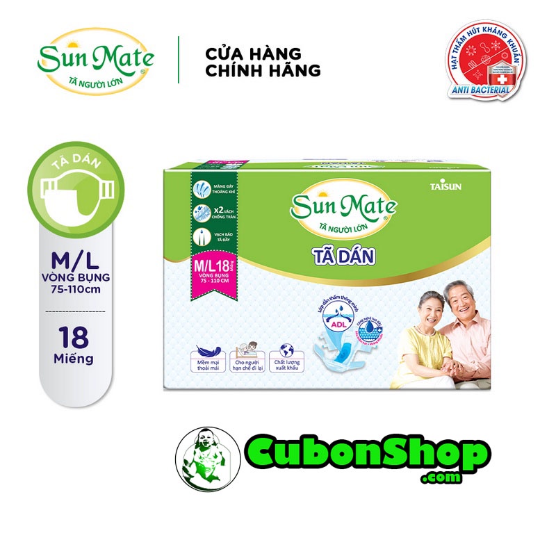 (Add 12 pieces) Box of 6 packs of Sunmate M-L -Xl diapers for the ...