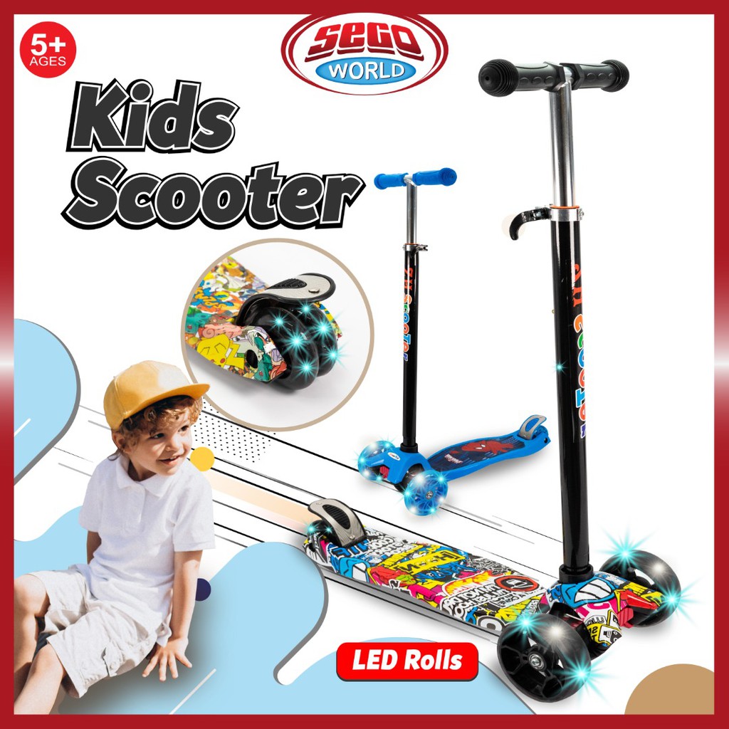 Skuter Scooter Adjustable LED Three Wheel Children Scooter Flash skuter ...