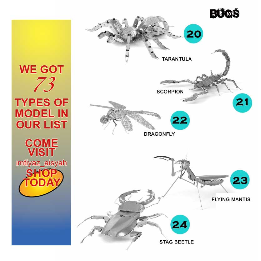 ( BUGS ) 3D METAL PUZZLE MODEL FOR HOBBIES, EDUCATION AND COLLECTION ...