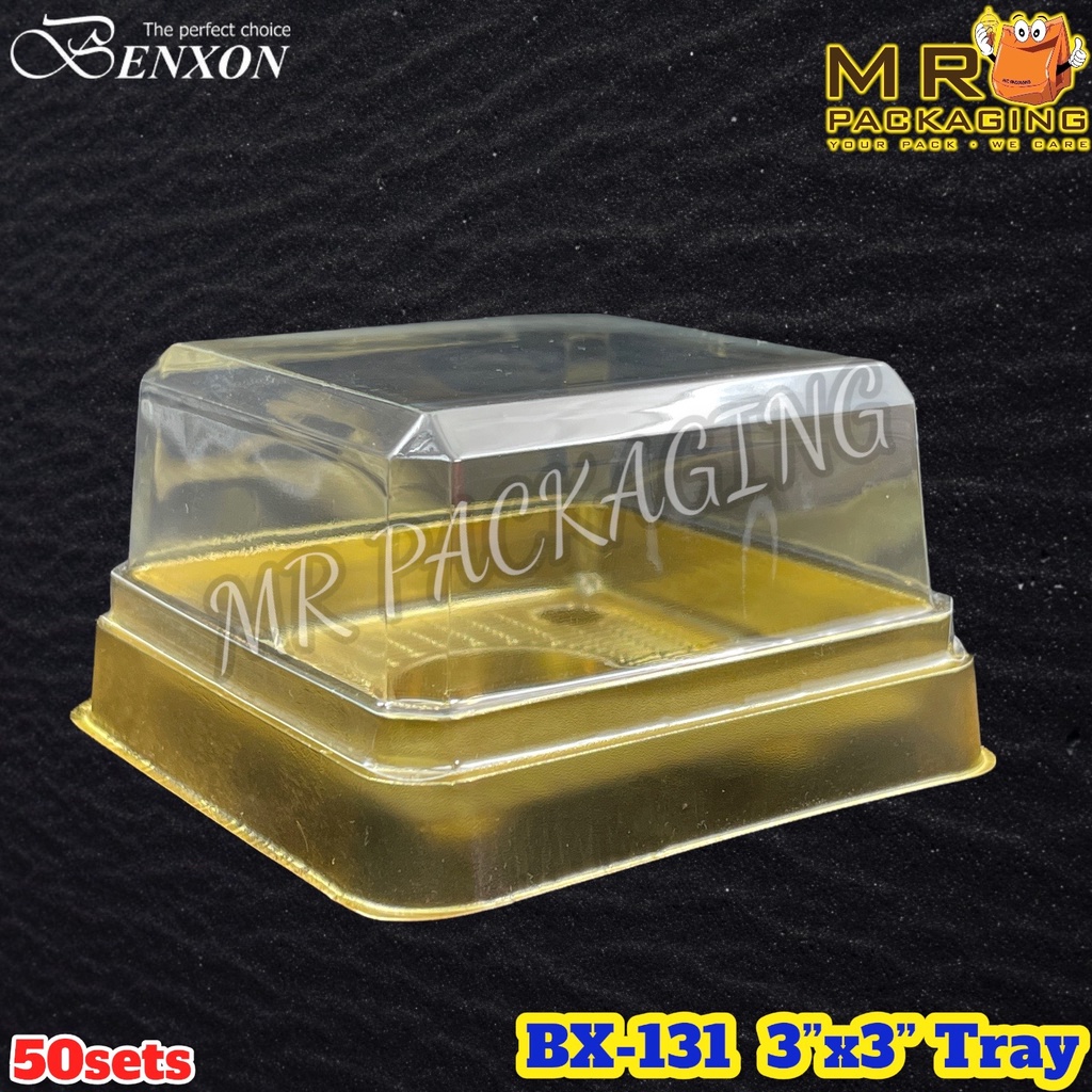 3" BX-131 Plastic Gold Tray & Lid [ 50sets± ] Door Gift Mooncake Bakery ...