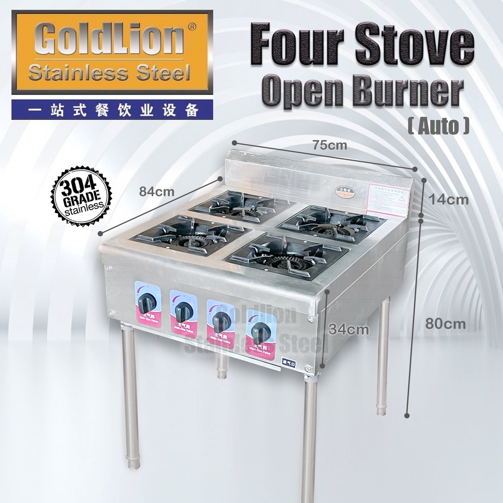 Stainless Steel Open Burner Auto Four Stove Dapur Kwali Range Masak ...