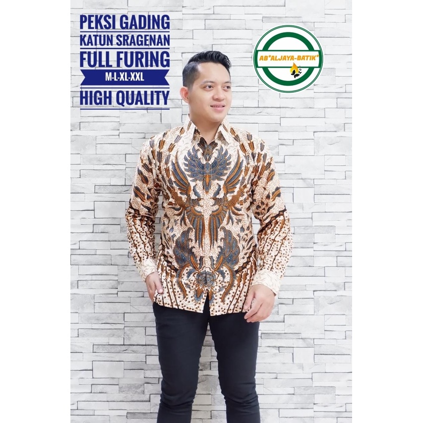 Batik Solo Peksi Ivory Full Furing Cotton Sragenan Shirt Men Office ...