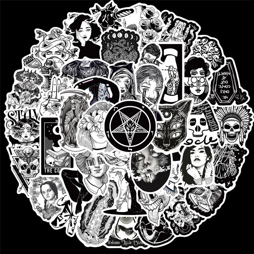 50Pcs/Set Gothic Black Queen Series 03 Punk Art Stickers DIY Fashion ...