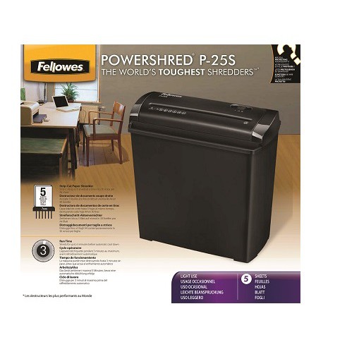 Fellowes Powershred® P-25S Strip-Cut Paper Sheet Document Shredder ( 5 ...