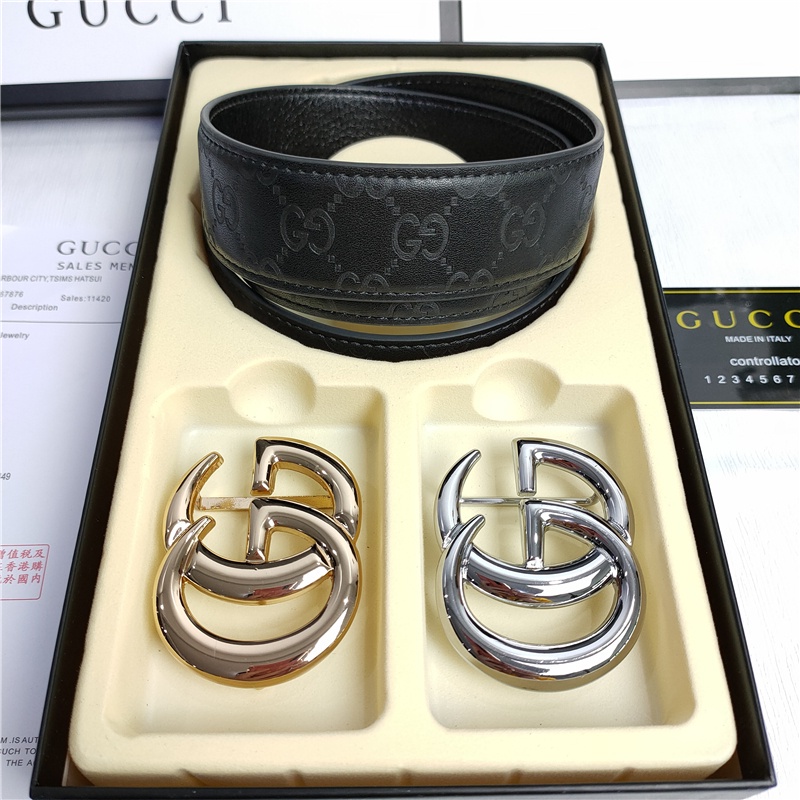 [ Original Gift Box Packaging ] Luxury Brand G+ Belt Set Luxury Double ...