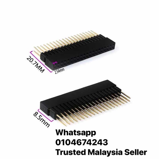 🇲🇾🔥READY STOCK🔥Raspberry Pi Stacking GPIO Header 2x20 40P 40 pin 2.54 Female Extra Long Pins ...