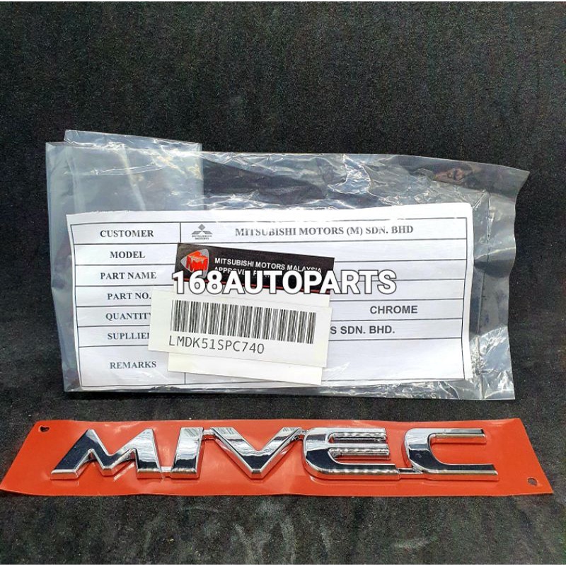 Original Mitsubishi Rear Logo MIVEC LMDK51SPC740 TRITON | Shopee Malaysia
