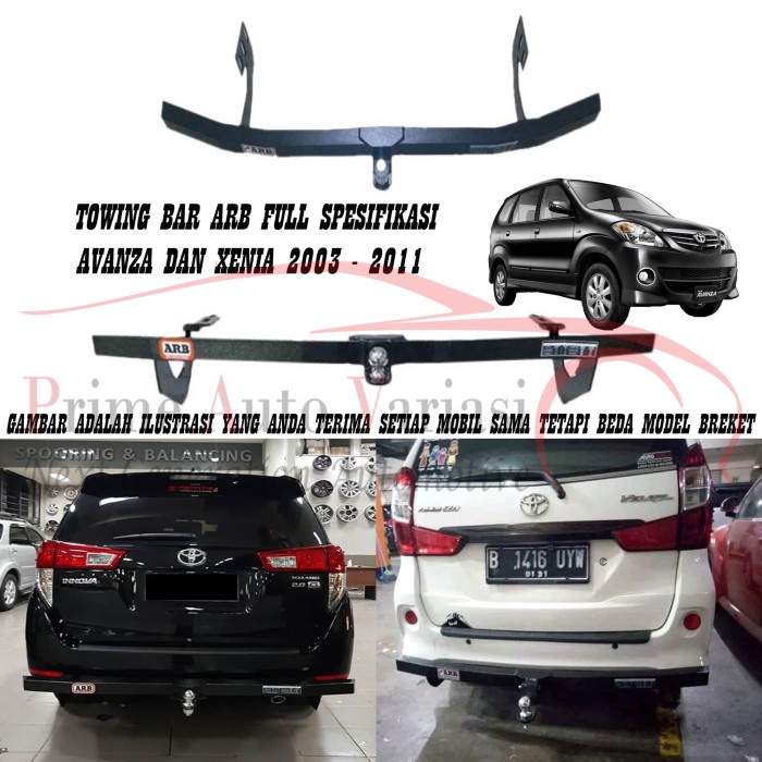 Towing BAR ARB IRON REAR BUMPER TOWING BAR- AVANZA XENIA 2003 2011 ...