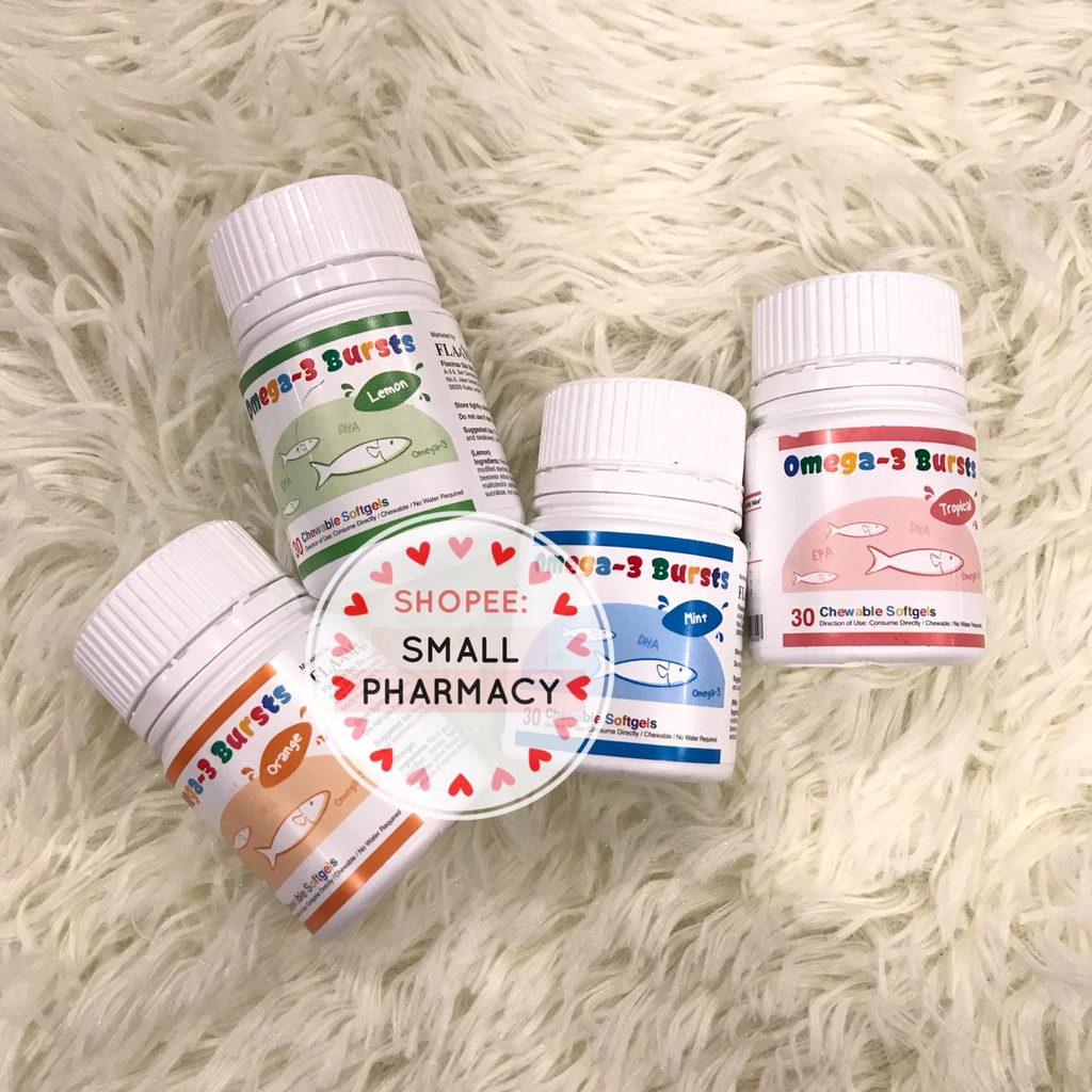 Flaxmax Omega-3 Bursts Chewable Softgel 30's (Orange/Lemon/Tropical ...