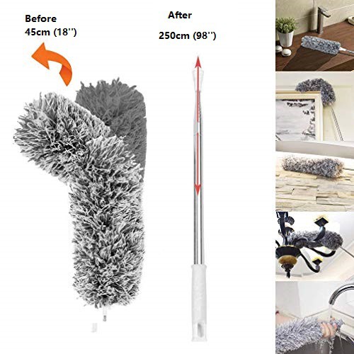 Extendable Bendable Duster Stainless Steel Extension Pole 45-250cm for ...