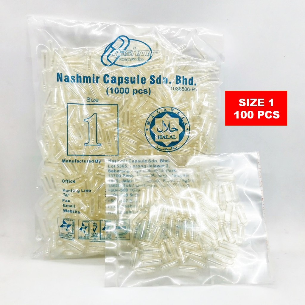 Kapsul Kosong HALAL Size 1 (100pcs) 空胶囊 / Empty Gelatin Capsule Nashmir ...