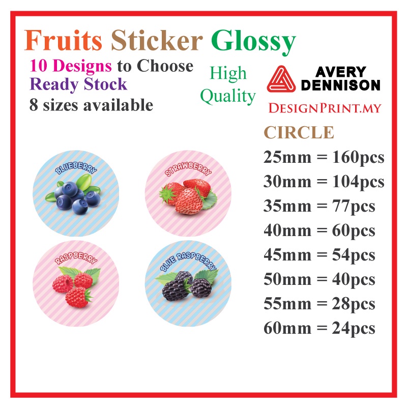 Fruits Sticker / Stiker Buah Blueberry Strawberry Mangga Vanilla Peach ...