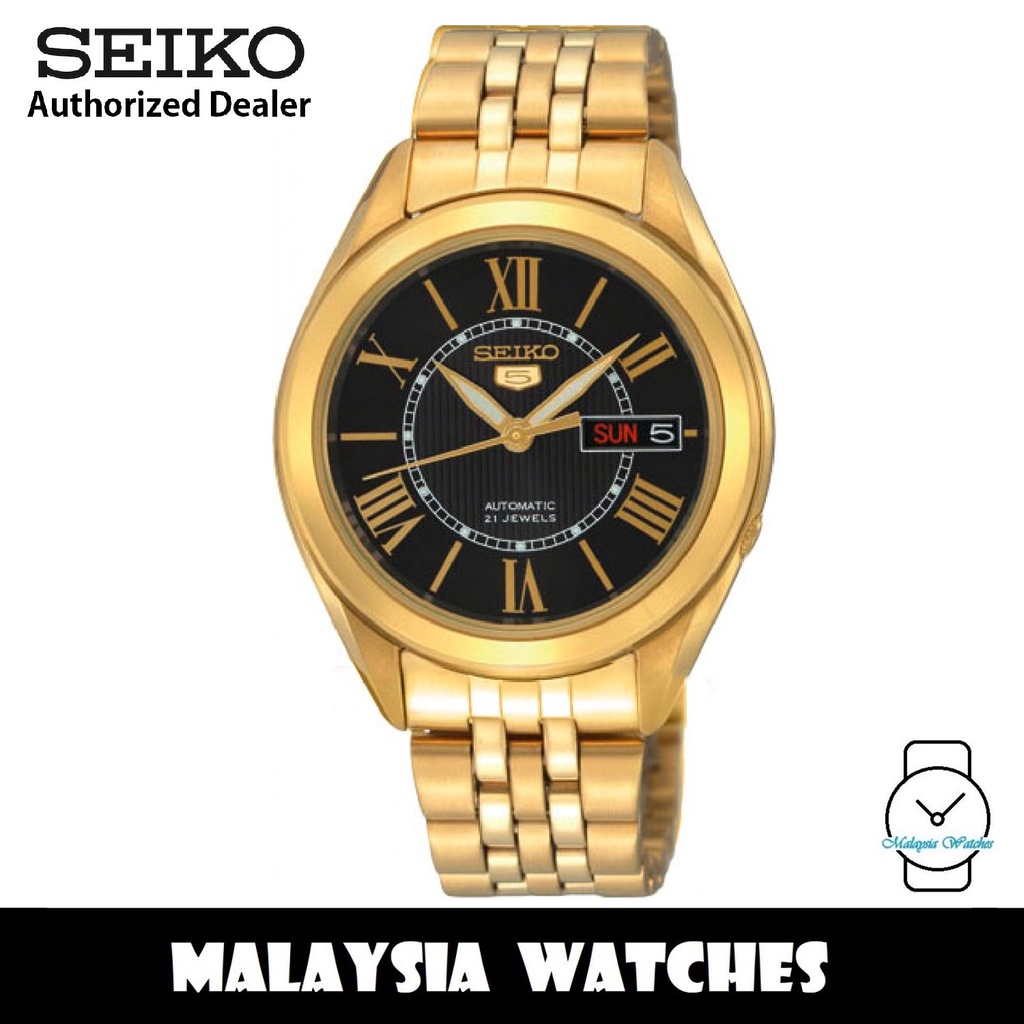 Seiko 5 SNKL40K1 Automatic Black-Tone Dial Hardlex Crystal Glass Gold ...