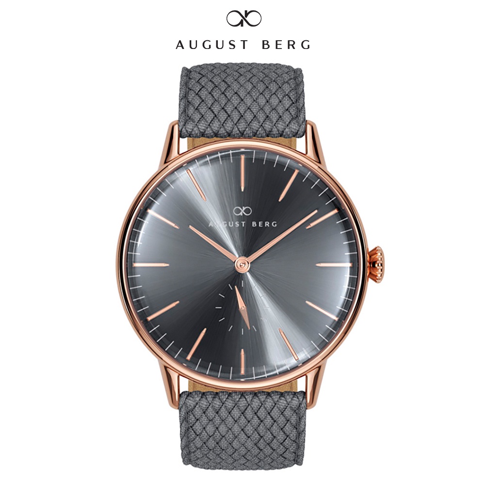 August Berg Serenity Classic Ash and Orchid Watch with Cool Grey Perlon ...