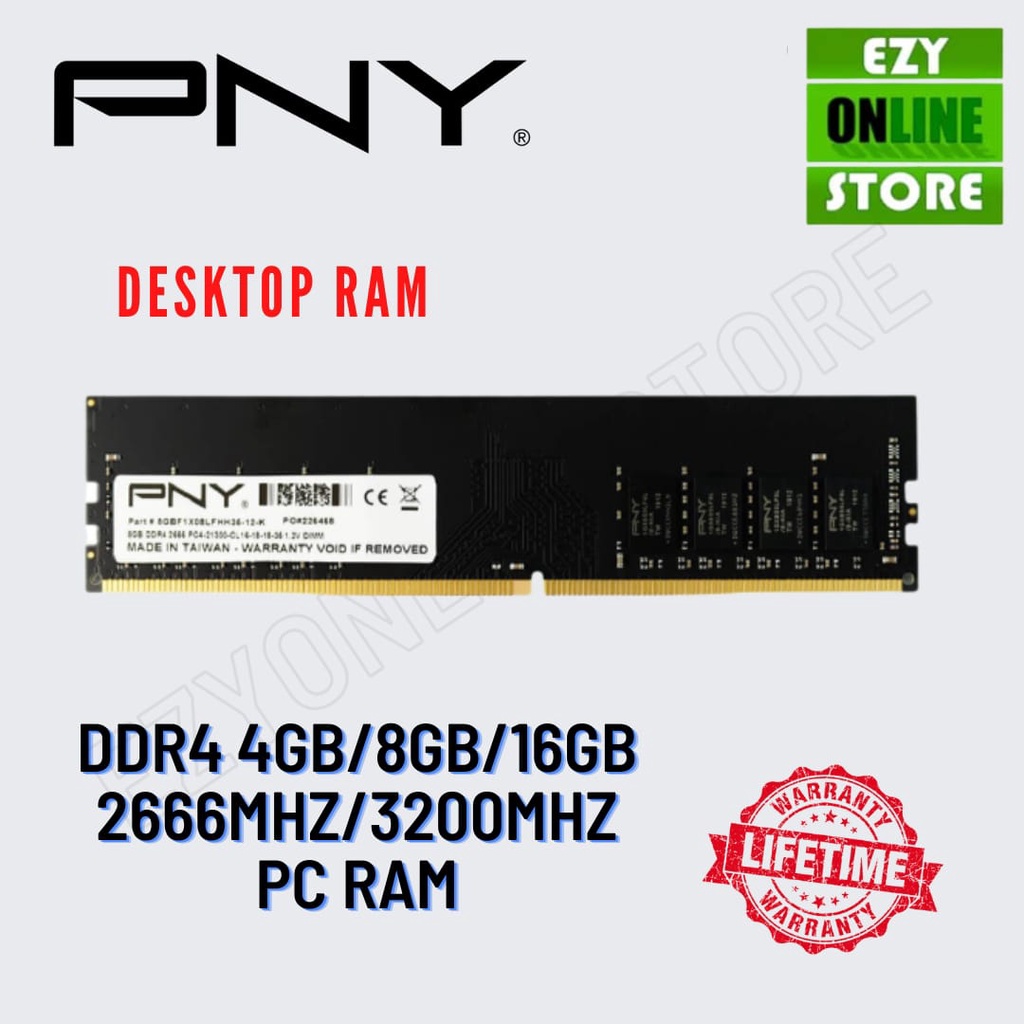 PNY 4GB , 8GB , 16GB , DDR4 2666MHz / 3200MHz HIGH PERFORMANCE DESKTOP ...